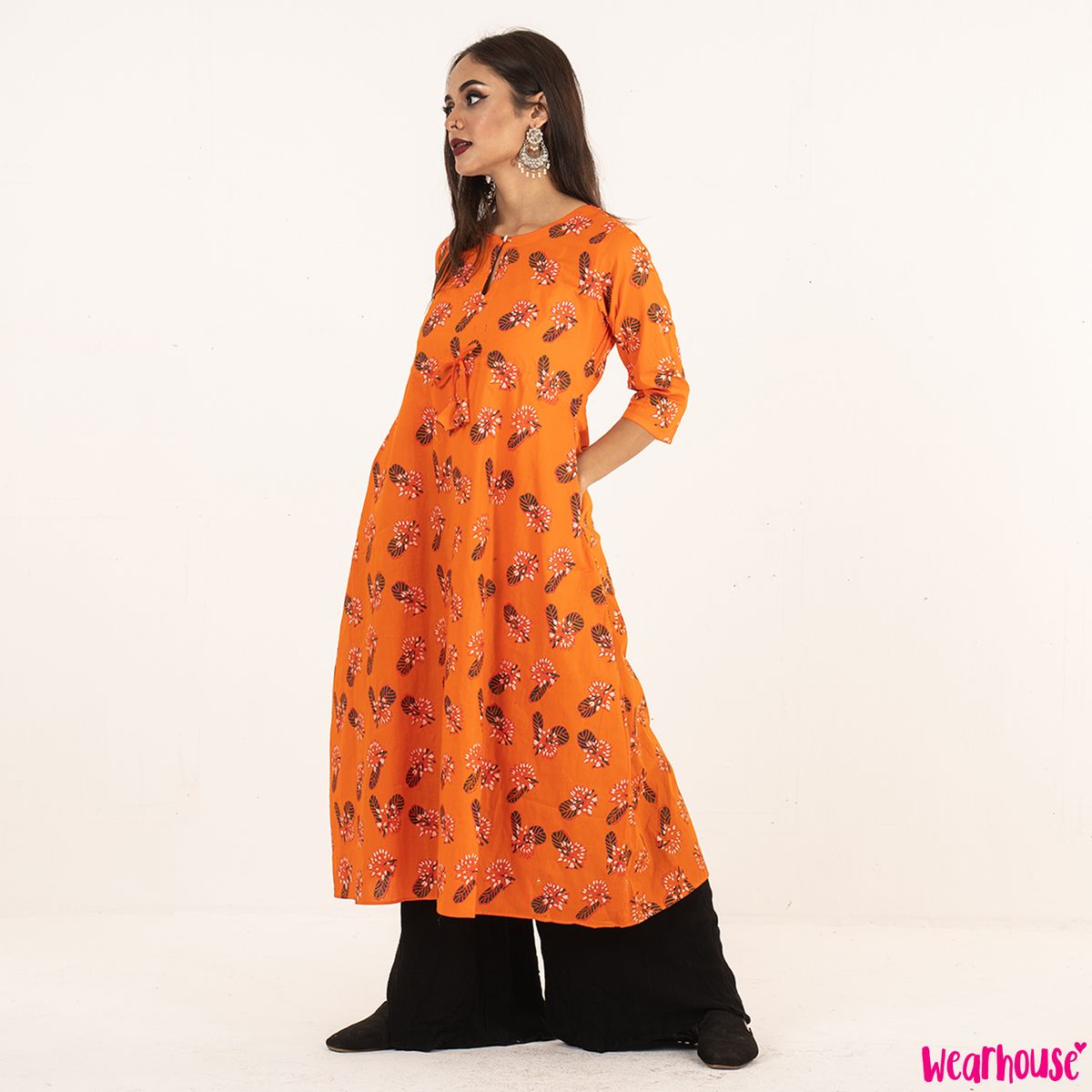 Orange Flora Kurti | Wearhouse