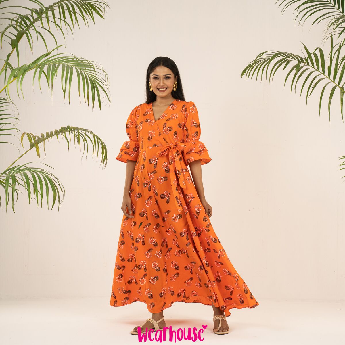 Tangerine Flowy Gown | Wearhouse